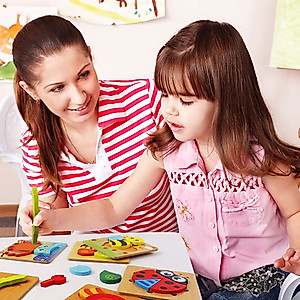 KERARME Toddler Puzzles Wooden Toys Montessori 6 Pack Animal Toddler Puzzle Toddlers Activities Preschool Learning Early Educational Sensory Toys Travel Montessori Toys 1 2 3 Year Old Toys Gifts