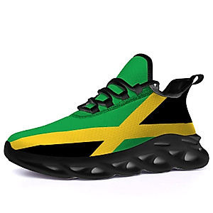 Ciadoon Jamaica Shoes for Women Men Jamaica Jamaican Flag Tennis Sneakers Running Walking Shoes Gifts for Her Him,Size 8 Men/10 Women Black