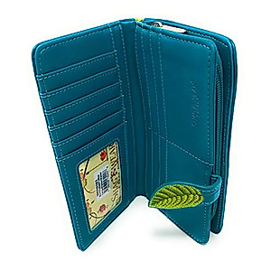 Shag Wear Large Women's Animal Wallet Vegan Leather 7" (Bumblebee Tattoo Teal)