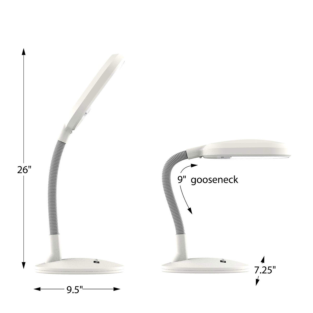 Natural Sunlight Desk Lamp, Great For Reading and Crafting, Adjustable Gooseneck, Home and Office Lamp by Lavish Home, White - 72-0813