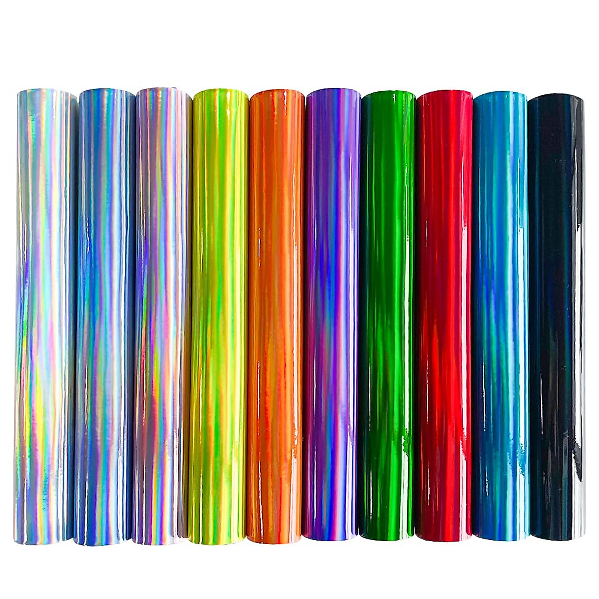 10 Pcs Holographic Faux Leather Sheets for Crafts, 8.3" x 11.8"(21x30cm) Colorful Luster Leather Fabric for Jewelry Bows Making DIY Projects