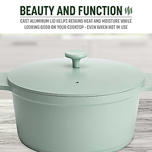 Goodful All-In-One Pot, Multilayer Nonstick, High Performance Cast Dutch Oven With Matching Lid, Roasting Rack And Turner, Made Without PFOA, Dishwasher Safe Cookware, 4.7-Quart, Sage Green