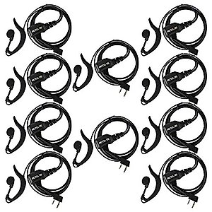 Retevis Walkie Talkie Earpiece with Mic G Shape 2 Pin Adjustable Volume Headset Compatible with Retevis H-777 RT22 RT21 Baofeng UV-5R 888S 2 Way Radio(10 Pack)