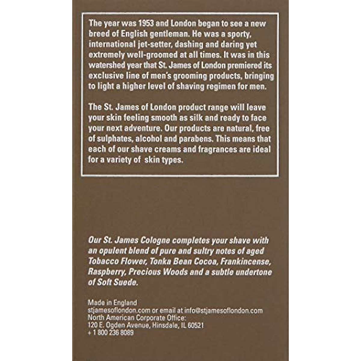 St James of London Tonka & Tobacco Flower Cologne, 1.69 Fl Oz