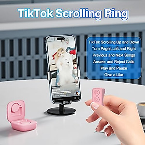 Tiktok Scrolling Ring Kindle APP Page Turner - Bluetooth Scrolling Ring Camera for Shutter Selfie Recording - TIK Tok Remote Control Ring for iPhone iPad Android (Not for Kindle Devices) (White)