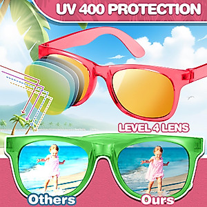 12 Pack Kids Sunglasses Party Favors with UV400 Protection, 12 Colors Neon Sunglasses in Bulk for Boys Girls Birthday, Beach, Graduation, Summer Pool Party Supplies, Goody Bag Stuffers, Classroom Gift