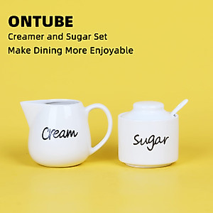 ONTUBE Porcelain Sugar and Creamer Set of 3,White