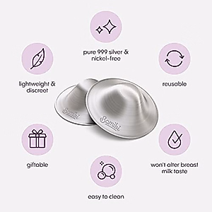 Bamibi Silver Nipple Shields for Nursing Newborn - The Original Silver Nursing Cups - 999 Silver Nipple Covers Breastfeeding - Nickel Free - Soothe and Protect Your Nursing Nipples