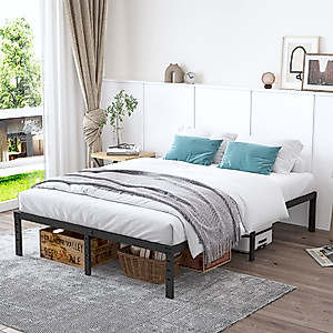 YUSENHEEI 14 Inch California King Size Bed Frame, No Box Spring Needed, Heavy Duty Metal Platform Bed Frame with Large Underbed Storage Space, Noise Free, Easy Assembly, Black