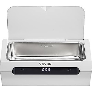 VEVOR Ultrasonic Jewelry Cleaner, 45kHz 500ml, Professional Ultrasonic Cleaner w/ 4 Digital Timer & SUS 304 Tank, Cleaning Basket Included, Ultrasonic Cleaner Machine for Jewelry Watches Coins, White
