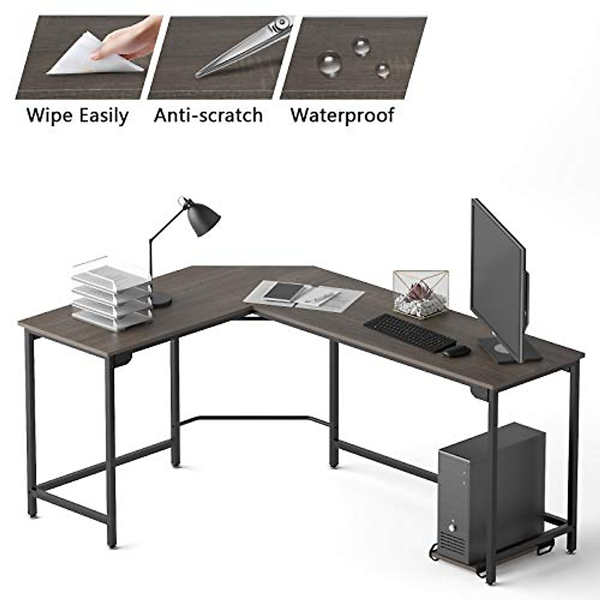 Weehom L Shaped Desk Corner Gaming Computer Desks for Home Office PC Workstation Study Writing Work Gamer Table, Easy to Assemble