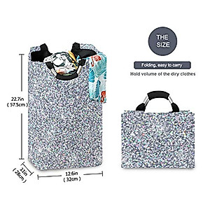 Silver Laundry Basket Collapsible Fabric Laundry Hamper Washing Bin Folding Clothes Bag