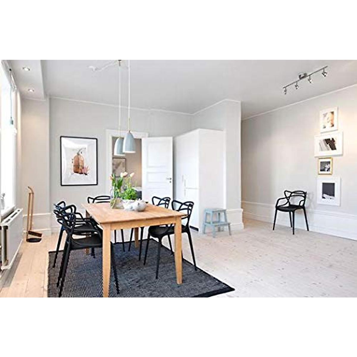 2xhome Set of 2 Black Stackable Contemporary Modern Designer Wire Plastic Chairs with Arms Open Back Armchairs for Kitchen Dining Chair Outdoor Patio Bedroom Accent Balcony Office Work Garden Home