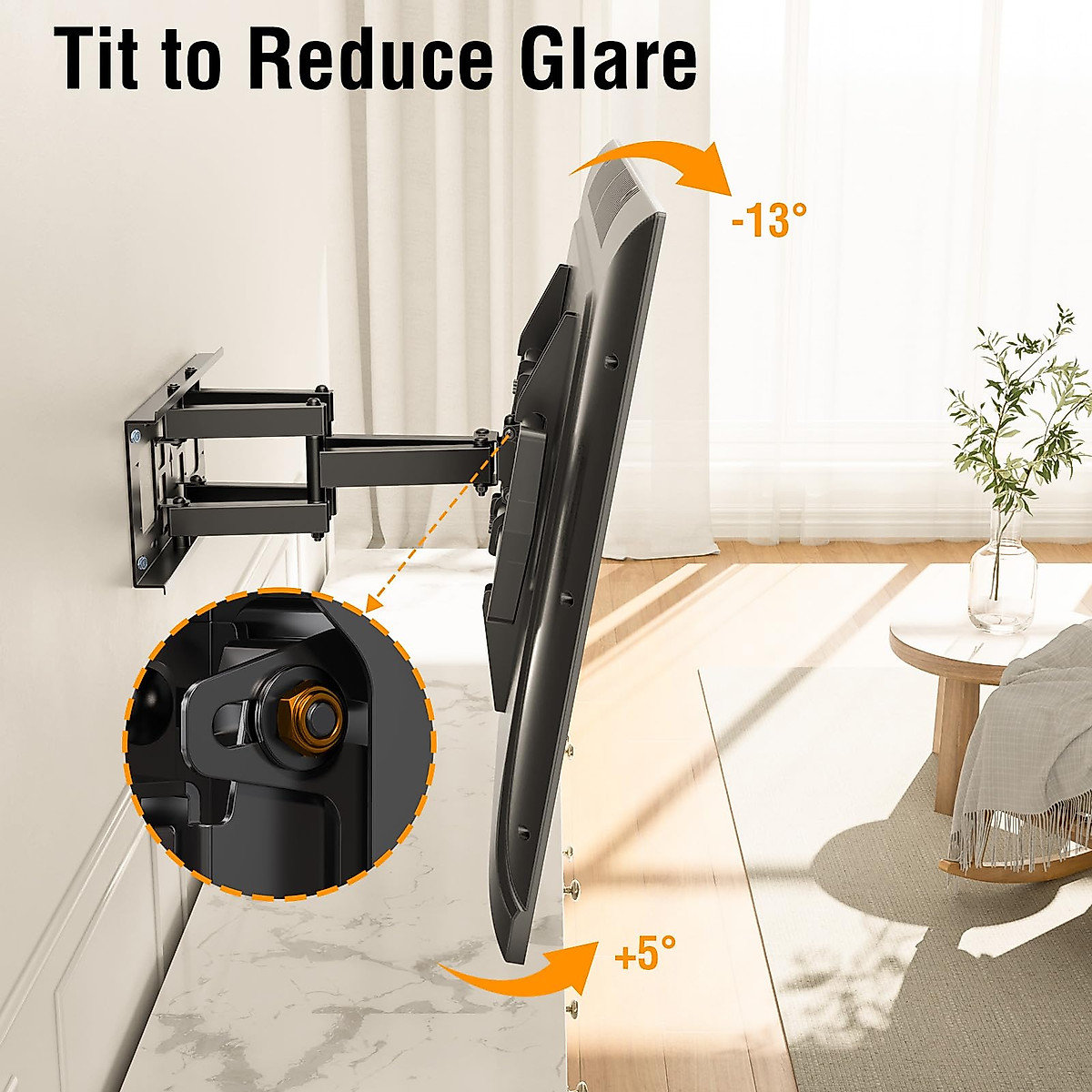 ELIVED TV Wall Mount for Most 42-82 Inch Flat Curved TVs, Full Motion Wall Mount TV Bracket Swivel and Tilt TV Mount with Articulating Arms, Fits 12"-16" Wood Studs, Max VESA 600x400mm, 100 lbs