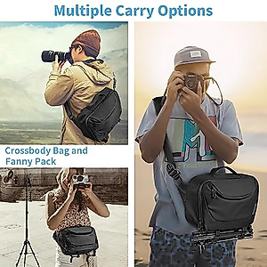 TAAOKA Camera Sling Bag,Waterproof Camera Case with Tripod Holder,DSLR/SLR/Mirrorless Camera Bags Crossbody for photographers-Black