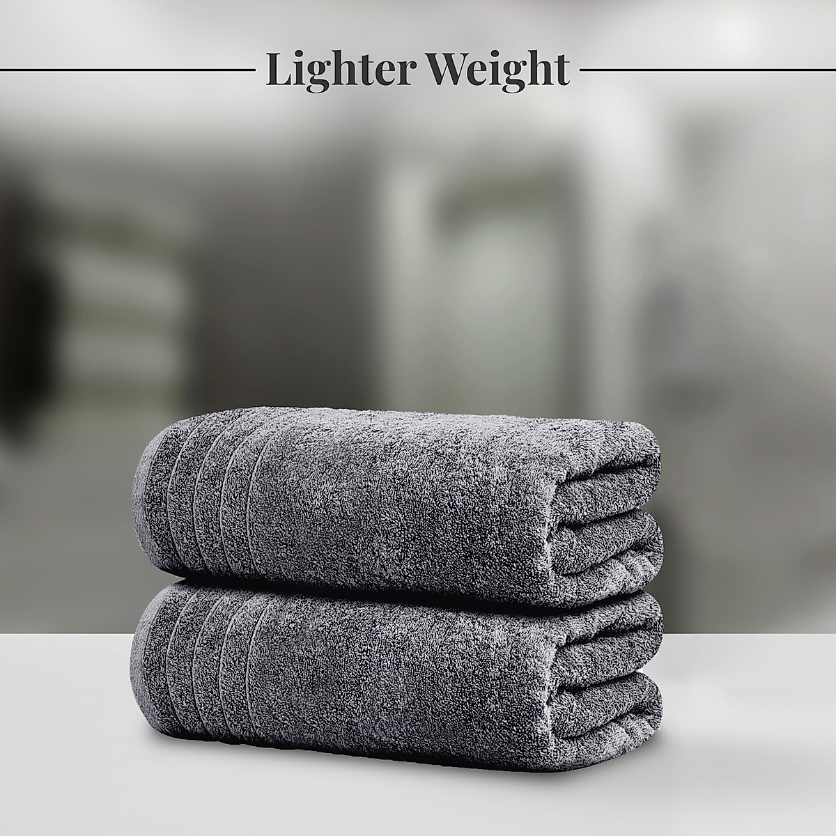 Tens Towels Pack of 8 Towels Set, 2 Extra Large Bath, 2 Hand, 4 Washcloths, 100% Cotton, Lighter Weight, Quicker to Dry, Super Absorbent, Perfect for Bathroom, Dark Grey