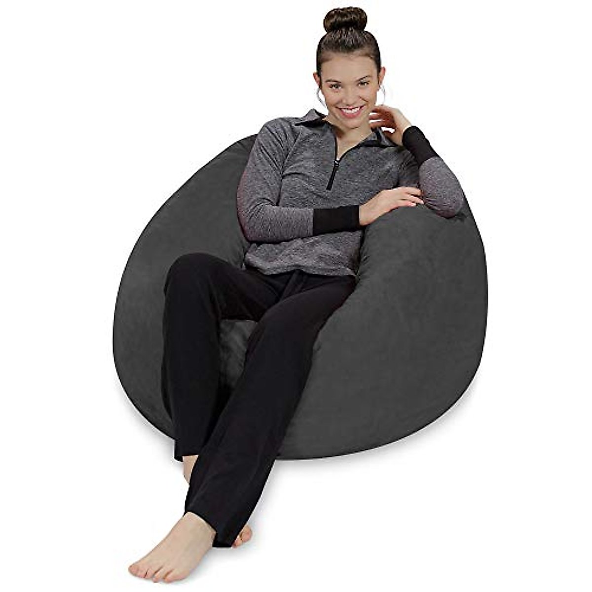 Sofa Sack - Plush, Ultra Soft Bean Bag Chair - Memory Foam Bean Bag Chair with Microsuede Cover - Stuffed Foam Filled Furniture and Accessories for Dorm Room - Charcoal 3'