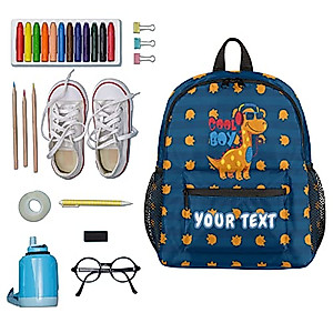 AUUXVA Cute Dinosaur Custom Kid's Name Toddler Backpack,Cool Dinosaur Paw Personalized Backpack with Name/Text for Kids Boys Girls 3-6 Years Preschool Kindergarten Daycare Bag with Chest Strap