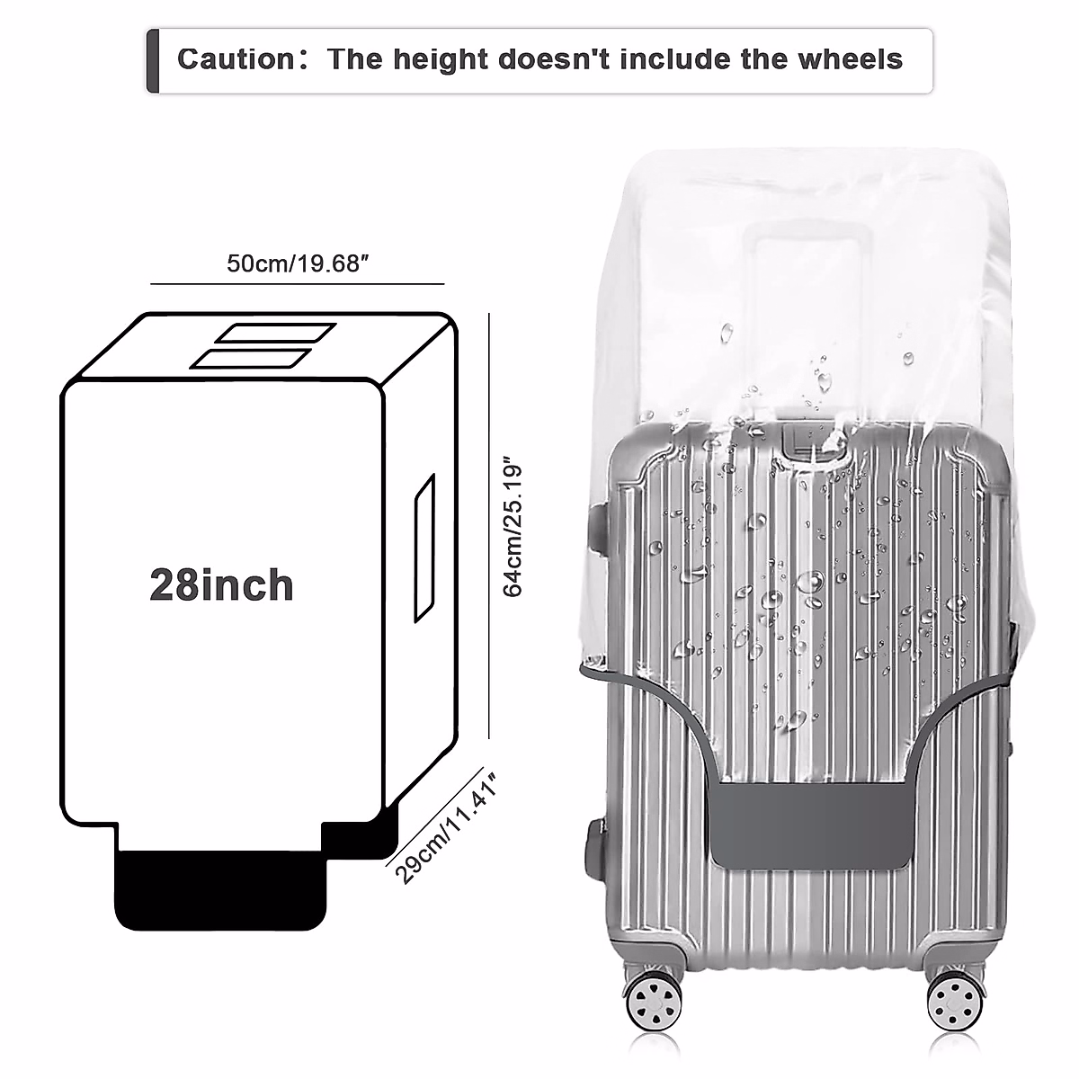 GigabitBest 28 Inch Clear PVC Suitcase Cover Protectors Suitcase Covers for Luggage Thickened suitcase protective cover for Wheeled Suitcase Suitable for 28"-29"