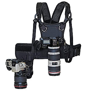 Nicama Multi Camera Carrying Chest Harness Vest System with Side Holster and Secure Straps for Canon Nikon Sony Panasonic Olympus DSLR Cameras