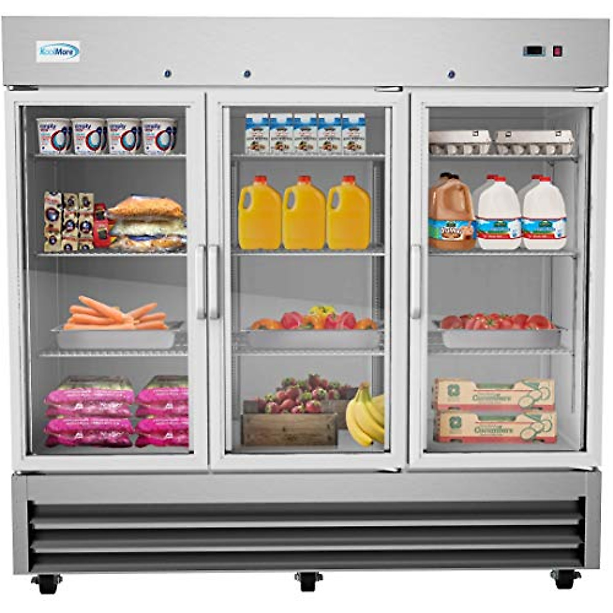 KoolMore RIR-3D-GD Commercial Refrigerator, Triple Door, Stainless Steel,66.5 cubic feet & 29" Stainless Steel Solid Door Commercial Reach-in Refrigerator Cooler - 19 cu. ft (RIR-1D-SS-19C)