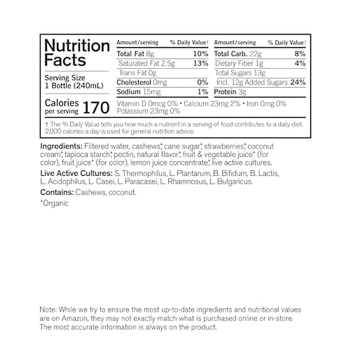 Forager Project Organic Strawberry Cashew Drinkable Yogurt, 8 FZ