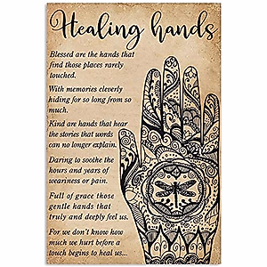 SIGNCHAT Healing Hands Massage Therapist Poster Wall Art Poster Cute Sign Wall Decor Metal Sign Poster 8X12 Inches