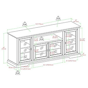 Walker Edison Brahm Classic Glass Door Storage TV Console for TVs up to 80 Inches, 70 Inch, Espresso Brown