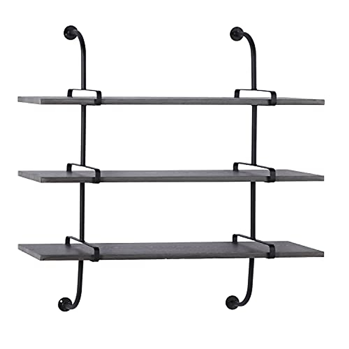 Deco 79 Wood 3 Shelves Wall Shelf, 38" x 10" x 39", Gray