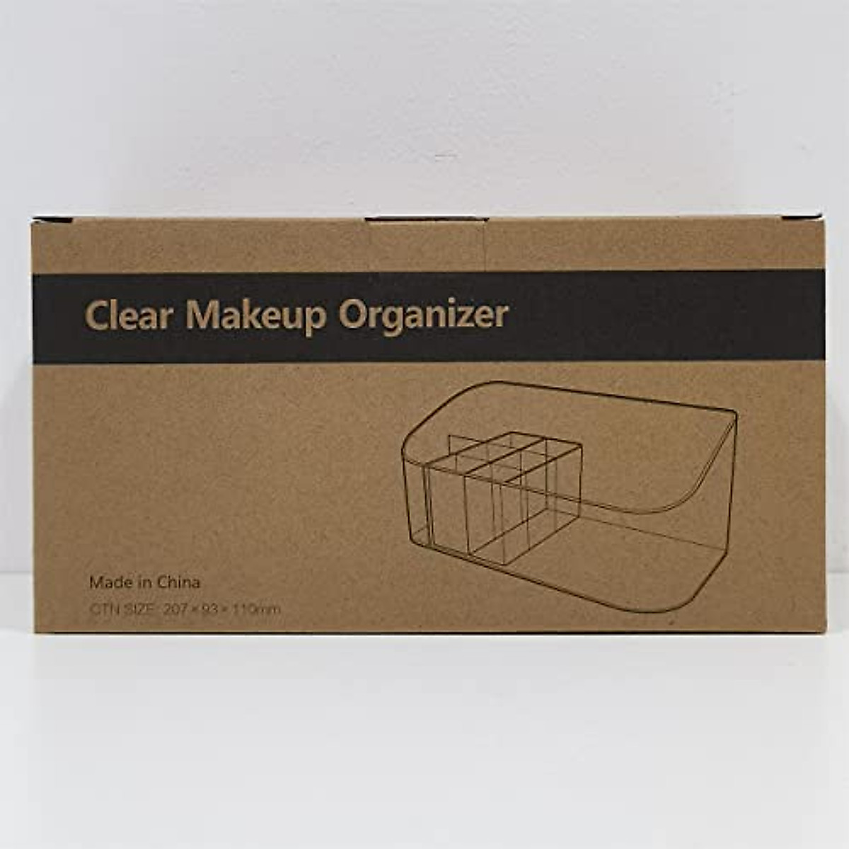 YOHOM Small Clear Makeup Organizer Tray Vanity Cosmetic Brush Holder Storage Box 9-Compartments Countertop Lipstick collection Display Case with 2 Dividers Plastic