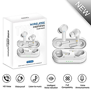W20 5.0 Sports Bluetooth Earphones Headphones, 400mah Charging Box Wireless Headphone 3D Stereo Sports Earbuds Headsets T𝐨uch Control with Microphone in-Ear Headset