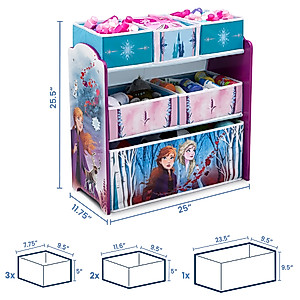 Disney Frozen II 6 Bin Design and Store Toy Organizer by Delta Children, Greenguard Gold Certified