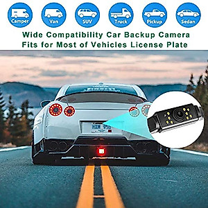 Vehicle License Plate Backup Camera - Car Rear View Camera,GOODBONG Automotive Backing Camera 120° View Angle Waterproof 9 LED Night Vision Reversing Camera for Trucks/SUV/RV/Pickup/Vans