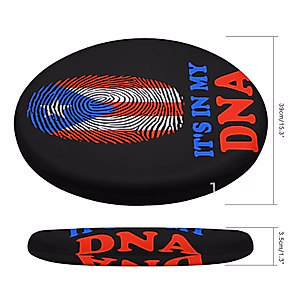 Puerto Rico Flag It's in My DNA Seat Round Memory Foam Cushion Print 15 Inches Chair Pad for Home Kitchen Office