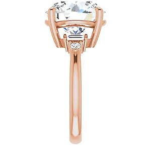 14K Gold Handmade 7 CT Round Cut VVS1 Colorless Moissanite Engagement Ring for Women Bridal Set Moissanite Wedding Ring for Gifts (Rose Gold, 7)