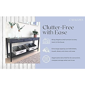 CASACORA XLarge Capacity Storage Organizer Bin, Foldable 3 Pack Trapezoid Closet Bin With Handles + Label, Decorative Storage Container For Clothes, Linens, Toys, Sweaters, Baby Items