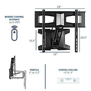 VIVO Steel Electric TV Wall Mount for 37 to 70 inch LCD LED Plasma Screen, Above Fireplace Height Adjustable Motorized TV Pull Down Mantel Bracket, Black, MOUNT-E-MM070