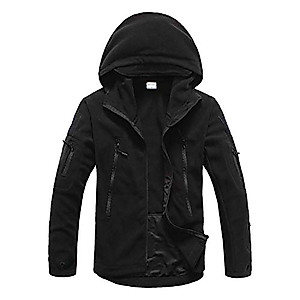 MAGCOMSEN Hoodies for Men Fleece Lined Tactical Jackets Mens Fleece Jackets Work Jacket Snow Jacket Outdoor Black L