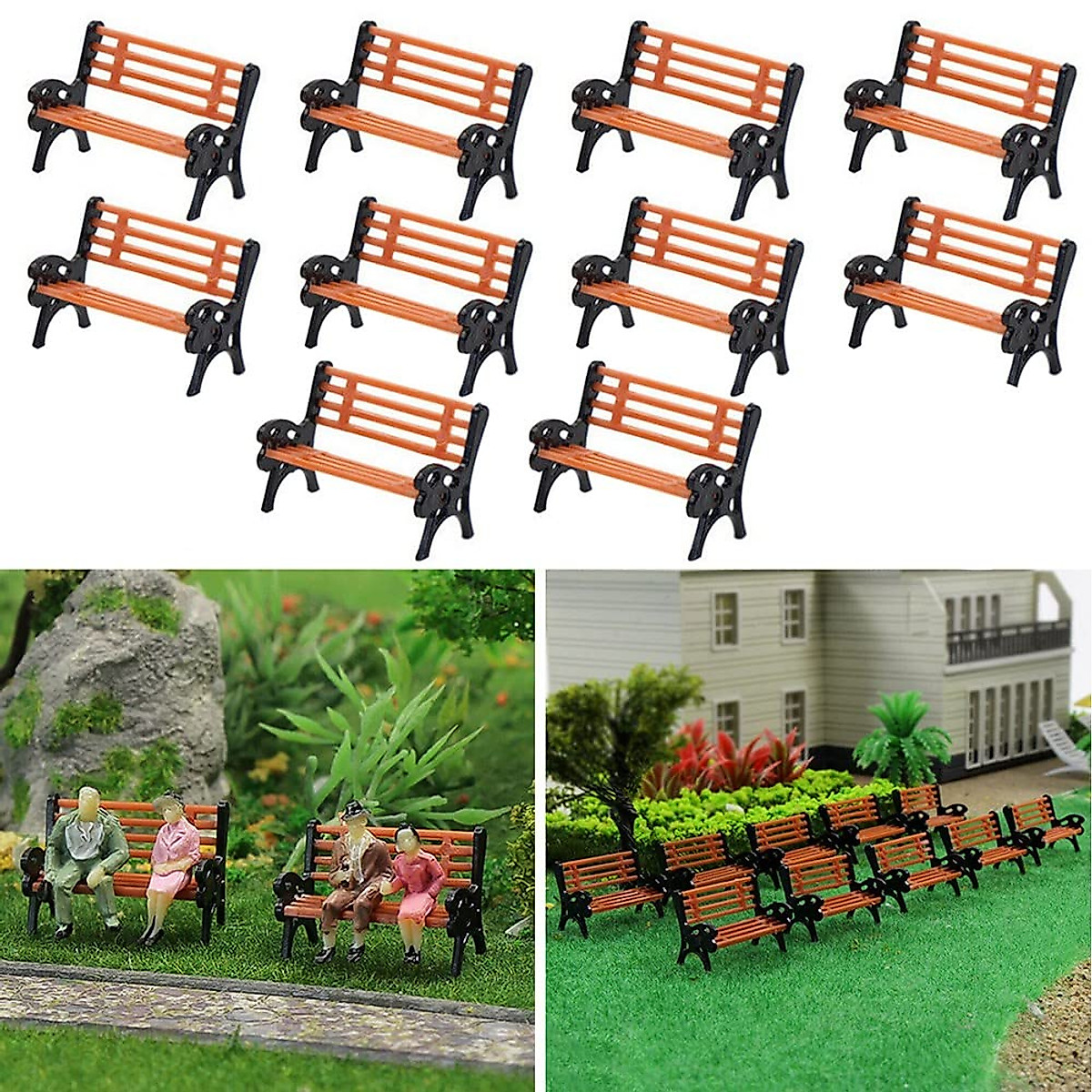 fenlan 10Pcs HO N O Scale 1:150 Bench Chair Settee Street Park Layout Plastic Crafts,/Railway Layout