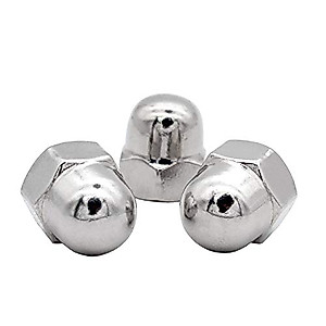 10 Pieces M8 Thread Dome Head Stainless Steel Acorn Hex Cap Nuts Stainless Steel Hex Acorn Cap Nuts for Screws Bolts, Silver