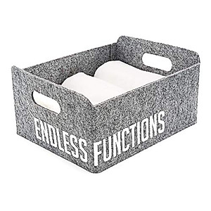 ENDLESS FUNCTIONS - Felt Printed Collapsible Stoage Bin, (Gray - Endless Functions)