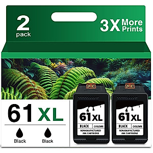 Ubinki 61XL Ink Cartridges Black HP61 HP61XL Replacement for HP Ink 61 XL for Envy 4500 5530 4502 4501 5535 5534 DeskJet 2540 1000 1055 1010 1510 3050 3510 OfficeJet 4630 4635 Printer (2-Pack)