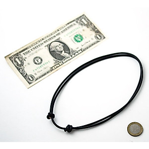 LynnAround Sturdy Beach Choker Surf Necklace Adjustable Genuine 2mm, 3mm Round Brown/Black Leather Cord 16-32" (Black3mm)