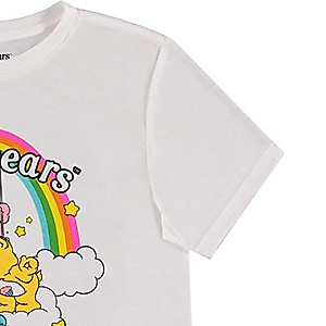 Care Bears Ladies Fashion Shirt - Ladies Classic Clothing - Cheer Friend Funshine Good Luck Curved Hem Tee (White, Small)