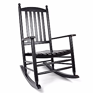 PETKABOO Porch Casual Solid Wood Rocking Chair, for Indoor and Outdoor Use, Comfortable, Sturdy and Easy to Maintain, Load Bearing 770 LBS.(Black)