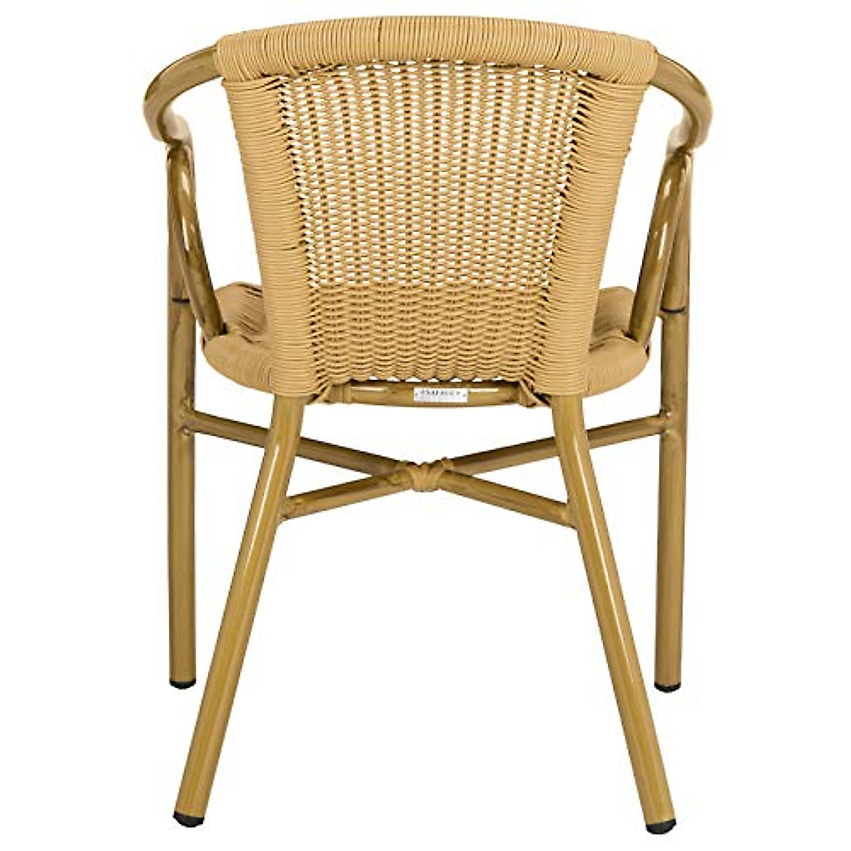 Safavieh PAT4000B-SET2 Outdoor Collection Dagny Natural and Light Brown Stacking Arm Chair