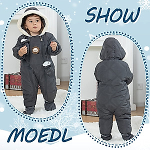 XIFAMNIY Baby Girls and Boys Lion Snowsuit Winter Outfit Outwear Hooded Footie Jumpsuit