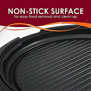 Smokeless Indoor Electric BBQ Grill with Glass Lid, Dishwasher Safe, PFOA-Free Nonstick, Adjustable Temperature, Fast Heat Up, Low-Fat Meals Easy to Clean Design