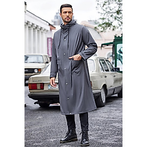 COOFANDY Men's Rain Jacket with Hood Waterproof Lightweight Active Long Raincoat