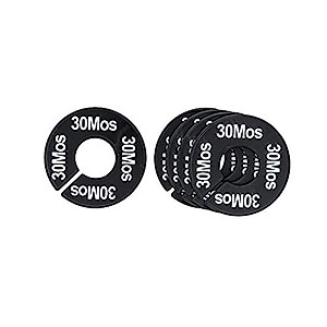 NAHANCO CBWKIT6 Black Round Clothing Size Divider with White Print for Baby/Kid Sizes, 3Mos – 4T, Kit of 50 (10 Sizes of 5 Each)